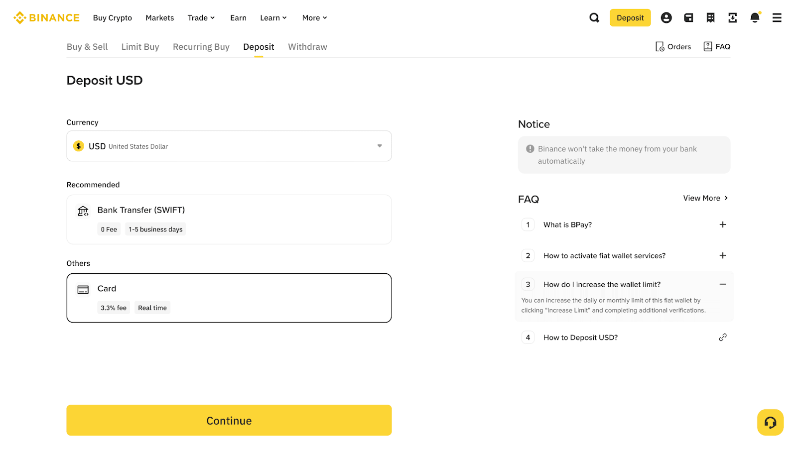How to Deposit USD on Binance (Supported by BPay) | Binance BPay ...