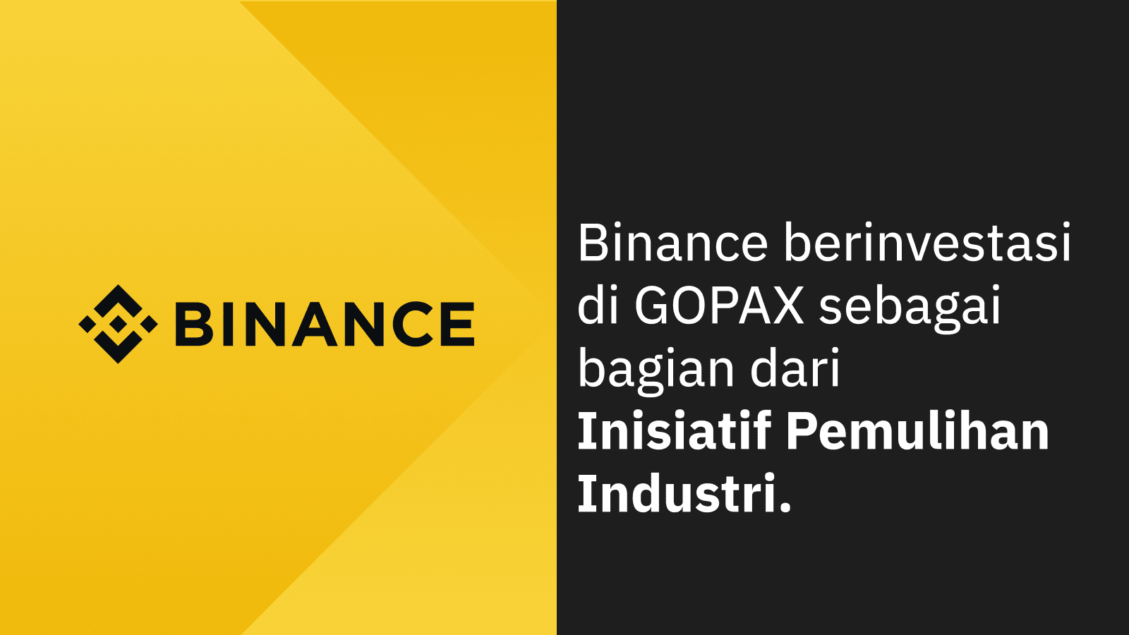 Binance Berinvestasi di Bursa Mata Uang Kripto Korea Selatan GOPAX Melalui Industry Recovery ...