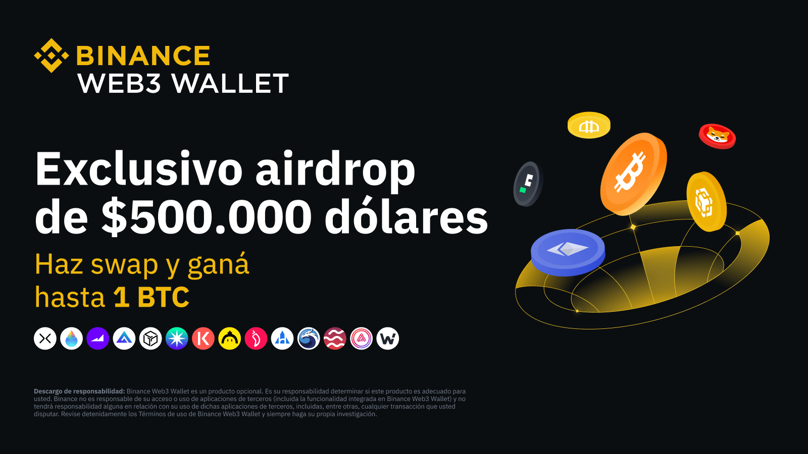 ¡Llega el airdrop "Haz swap y ganá", con un premio compartido de 500.000 USD de la billetera ...