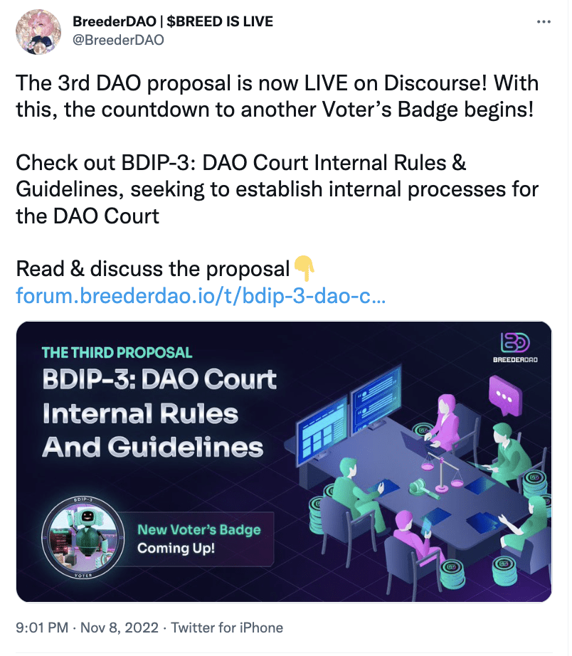 BreederDAO launches BDIP-3 proposal to establish internal DAO Court ...