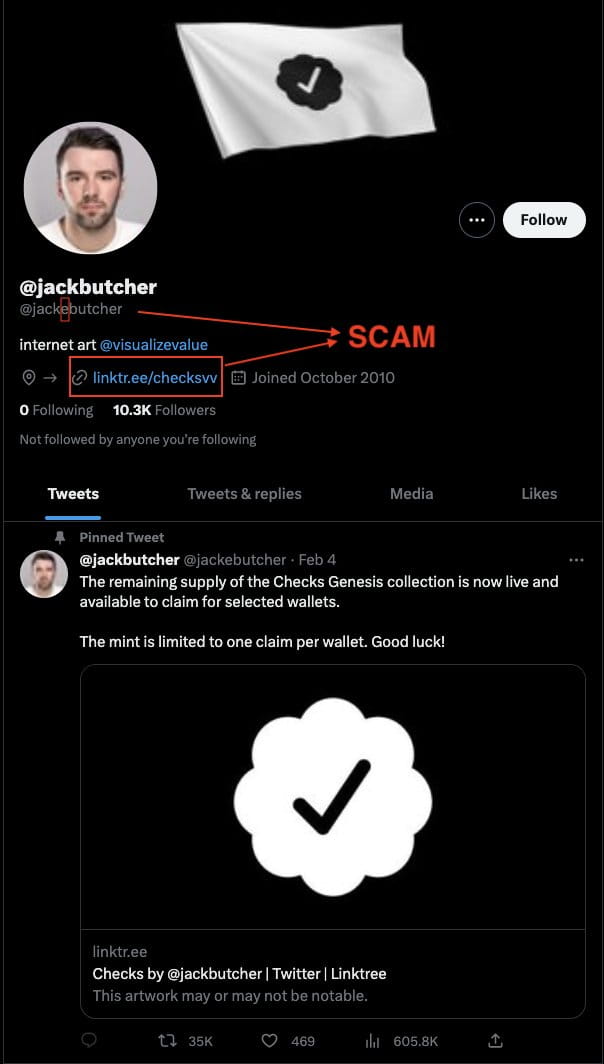 Security Team: Detected fake “Checks - VV Edition” creator’s Twitter ...