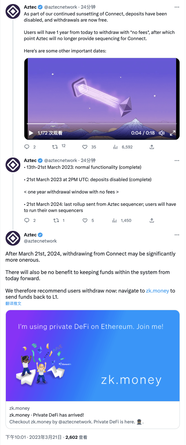 DeFi privacy bridge project Aztec Connect has disabled deposits ...