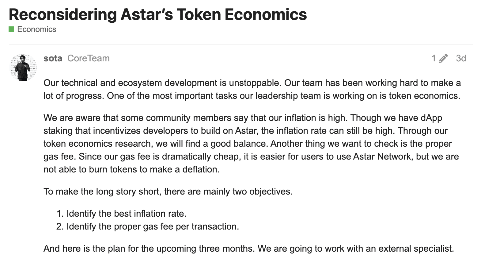Astar Network CEO: Token economics will be updated in Q3 this year, aiming to reduce the ...