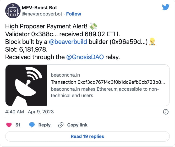 Ethereum Validator Cashes in 689 ETH From MEV-Boost Relay | Binance News on Binance Square