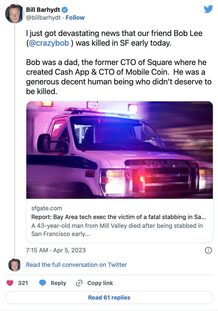 Cash App Creator Dies Following Stabbing in San Francisco | Binance ...
