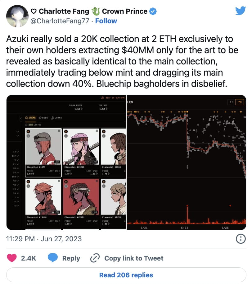 Azuki ‘Elementals’ Mint Mishap Highlights the Fragile State of the NFT Market | Binance News on ...