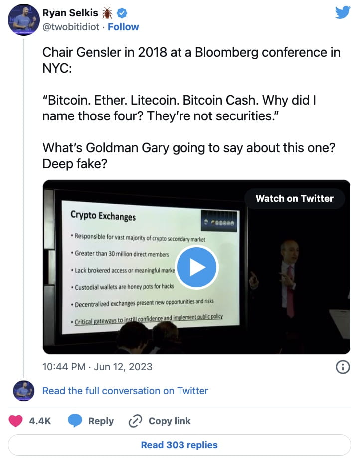 SEC’s Gensler Says BTC, ETH ‘not Securities’ in a Newly Surfaced Video | Binance News on Binance ...