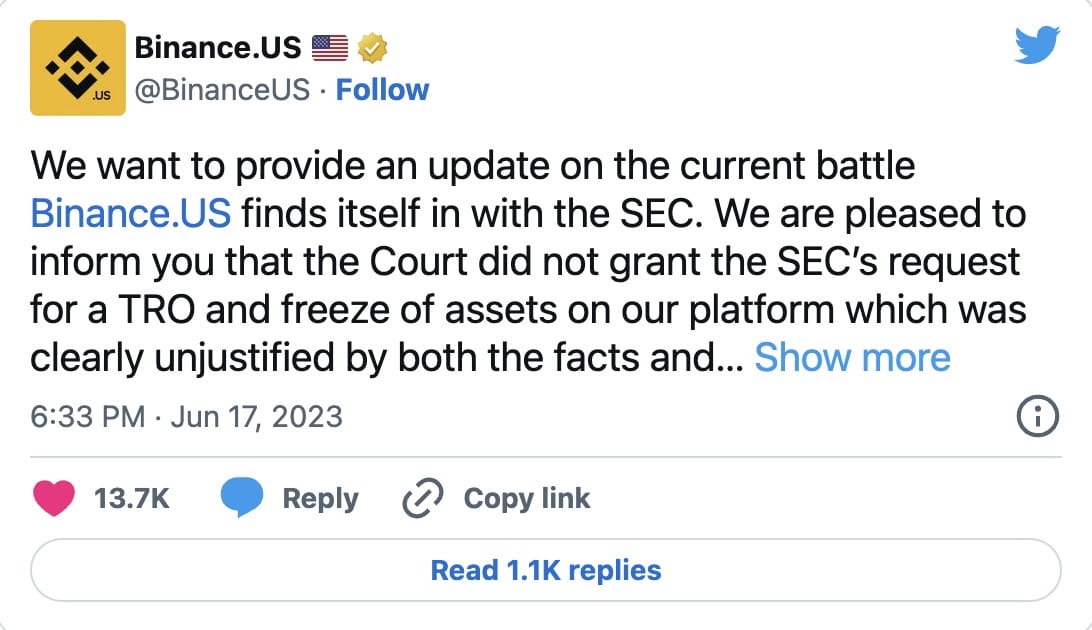 US Court Approves SEC-Binance.US Agreement | Binance News on Binance Square