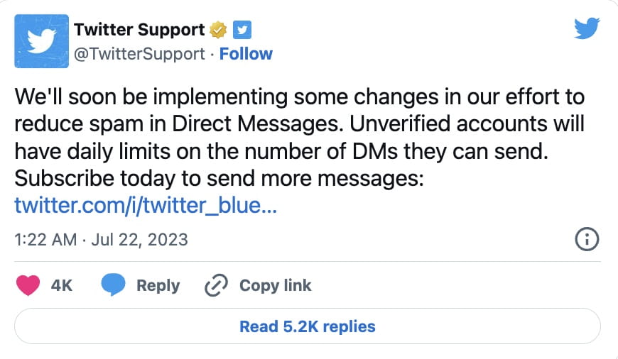Twitter to Impose Daily Limits on DMs for Unverified Accounts, Citing ...