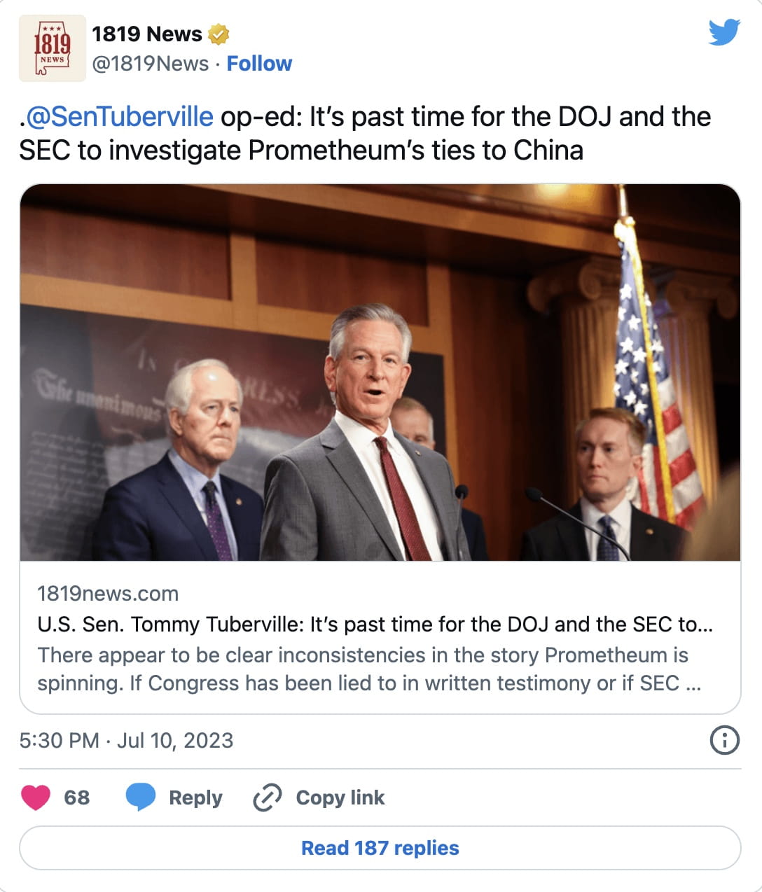 US Lawmakers Allege CCP Connection in Calling for SEC, DoJ Investigation of Prometheum | Binance ...
