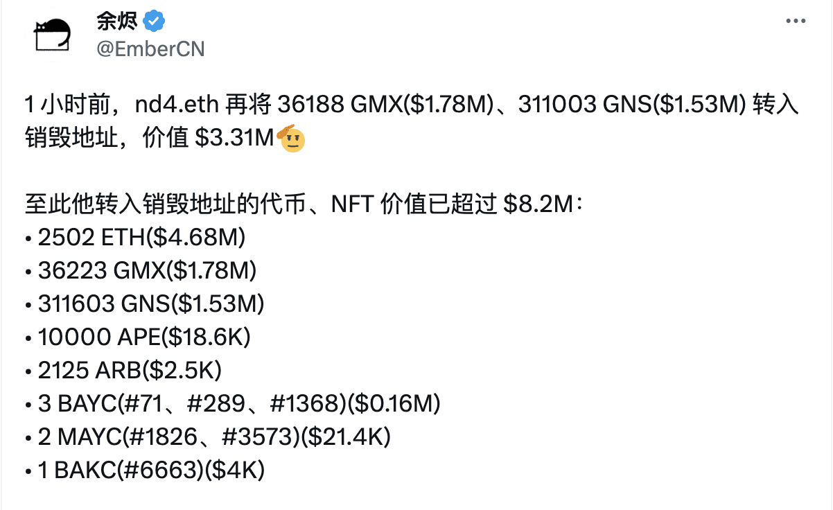 nd4.eth 累计销毁代币、NFT价值已超820万美元 | Binance News on Binance Square