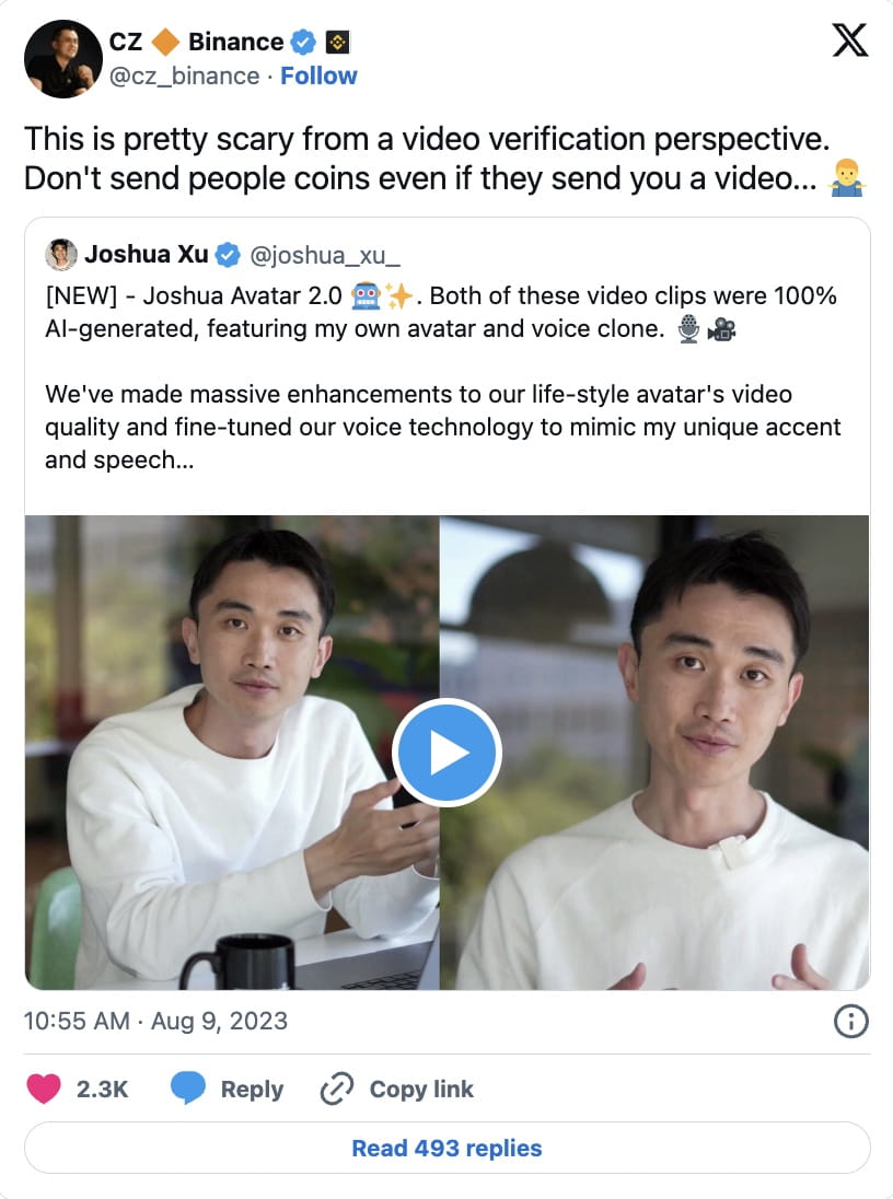 Binance Ceo Highlights Risks Posed By Ai Deepfakes To Exchange S