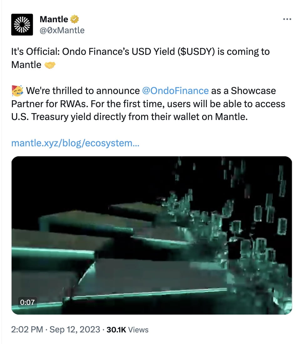 Mantle Network to Support Ondo Finance's Tokenized Note USDY for ...
