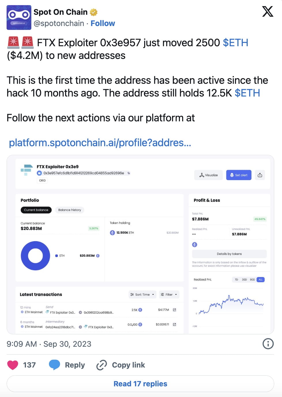 Ether Tied to Last Year's FTX Hack Begins to Move, Stirs Concerns in Crypto Market | Binance ...