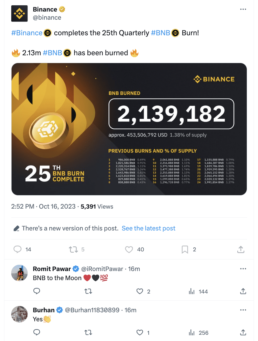 Binance Completes 25th BNB Burn, Destroying $453 Million in BNB ...