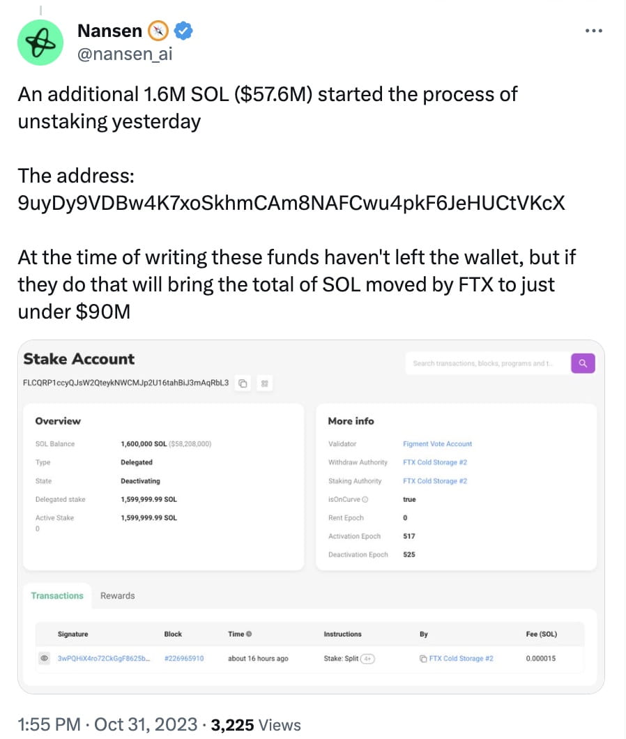 FTX libère 1,6 million de SQL d'une valeur de 57,6 millions de dollars : surveillance Nansen ...