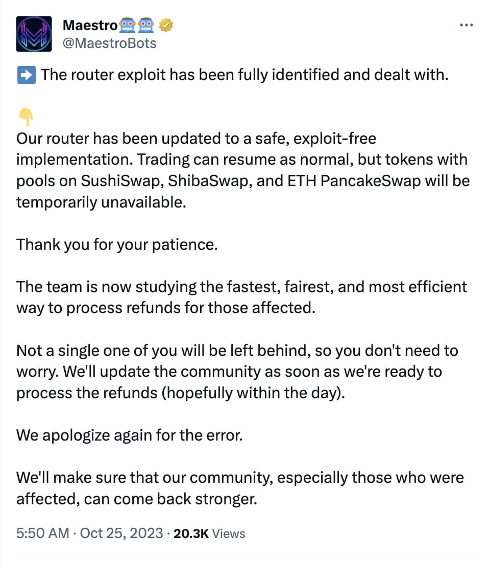 Telegram Bot Project Maestro Attacked, Hackers Transfer 280 ETH to Railgun | Binance News on ...