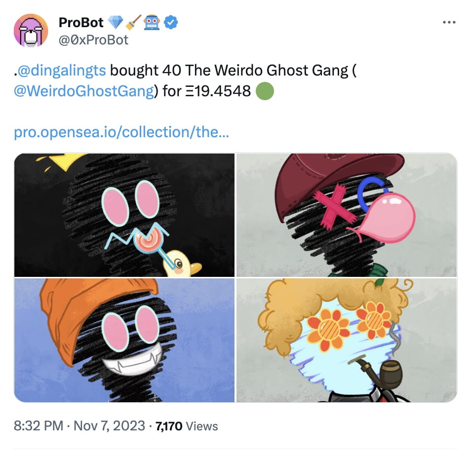 NFT Whale 'dingaling' Invests in 40 The Weirdo Ghost Gang Pieces; Floor ...