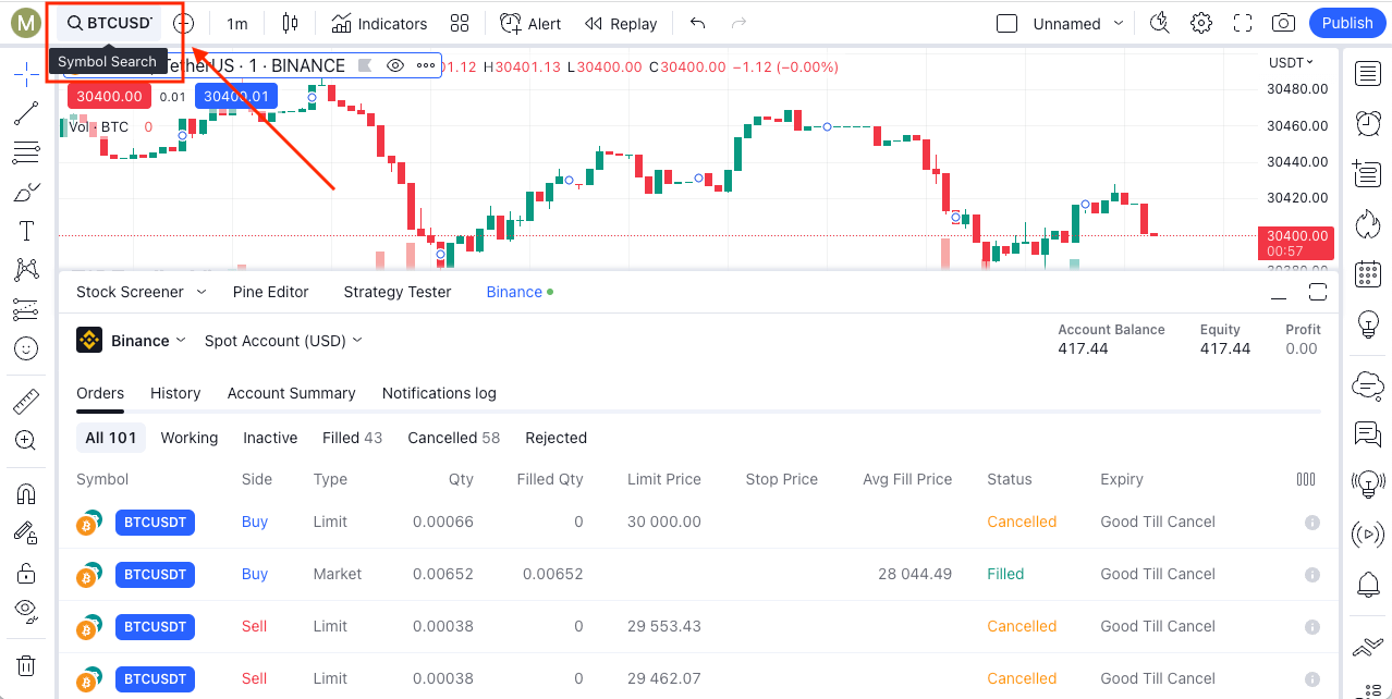How to Use the TradingView Interface to Trade Crypto on Binance Futures ...