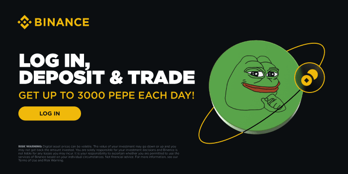 Log in, deposit & trade, get up to 3000 PEPE every day!