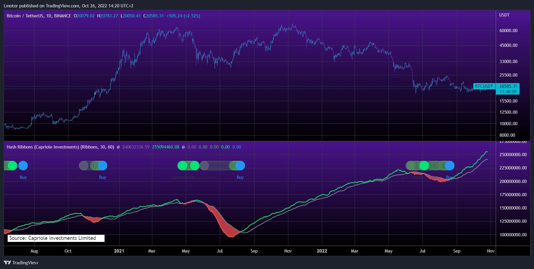 The Hash Ribbons indicator was flashing a buy signal already | LMOTOR ...