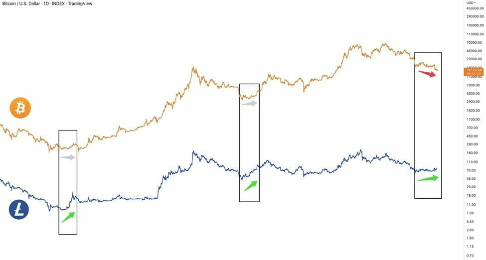 Some fascinating patterns here Litecoin VS Bitcoin in a Bea | Crypto ...