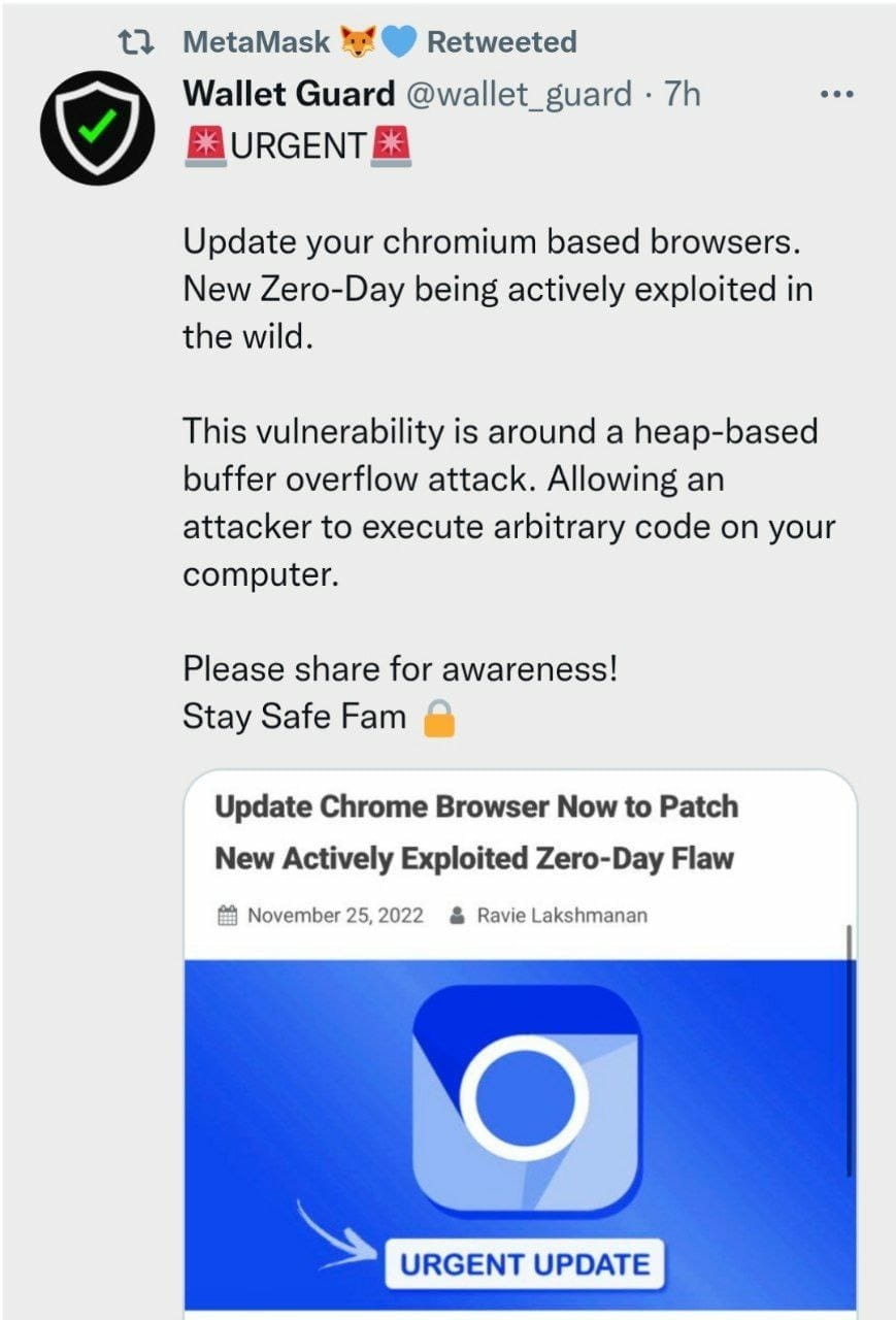 🚨🚨 Update Your Chromium Based Browsers For Safety, Like : | Gamefi Gems ...