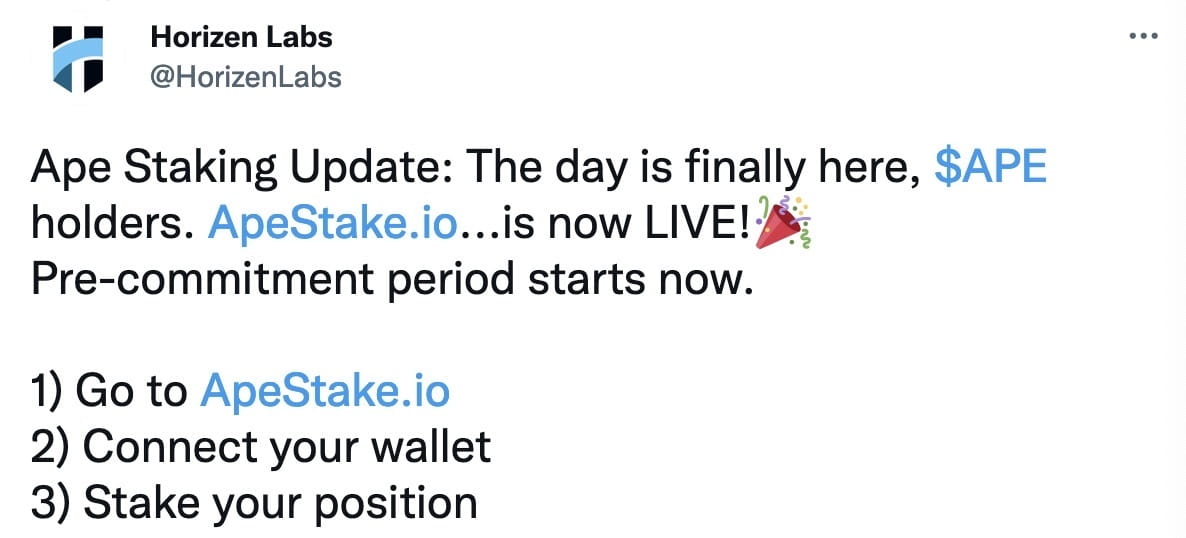 Ape Staking 更新： $APE持有者，这一天终于到来了。 http://ApeStake.io ...现已 | 金狗博士发布于币安广场