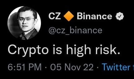 Crypto is high risk ( Changpeng Zhao ) | Coin Data Cap on Binance Square