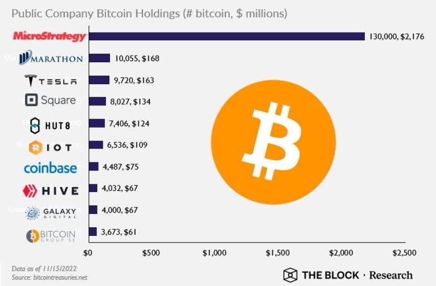 Corporate Bitcoin investments (data as of November 15th 2022 | The Buzzing Bee on Binance Square
