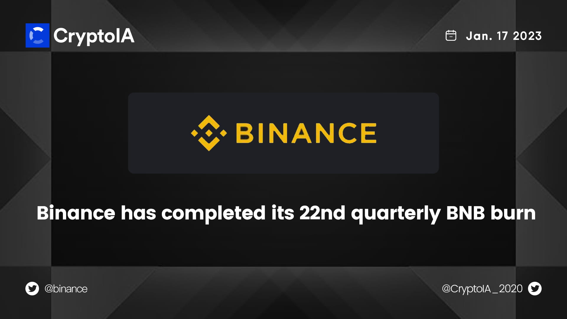 📰@binance has completed its 22nd quarterly $BNB burn. As p | TonBase on ...