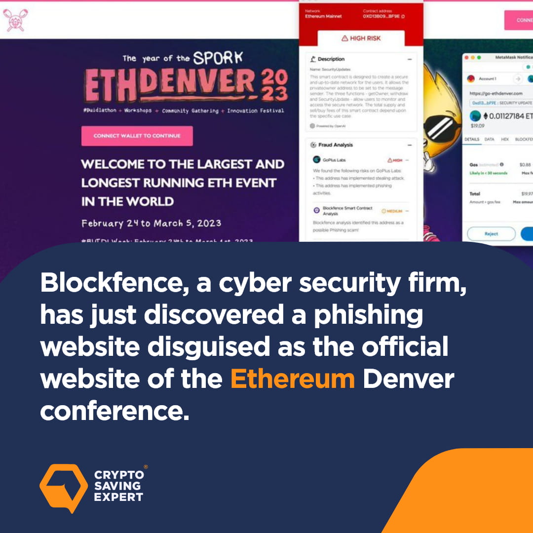 Fake Ethereum Denver website connected to renowned scam wall | Crypto ...