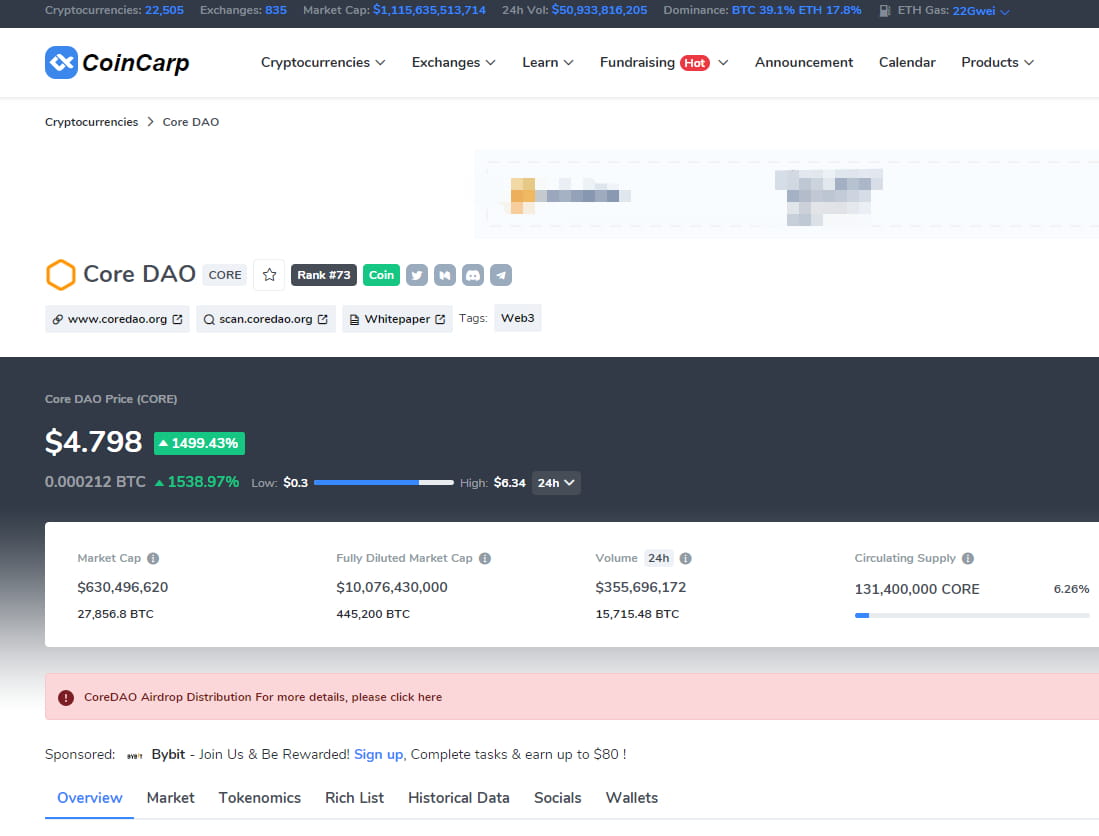 🚀🔥Core DAO price today is $4.81 with a 24-hour trading vol | User-3a60e ...