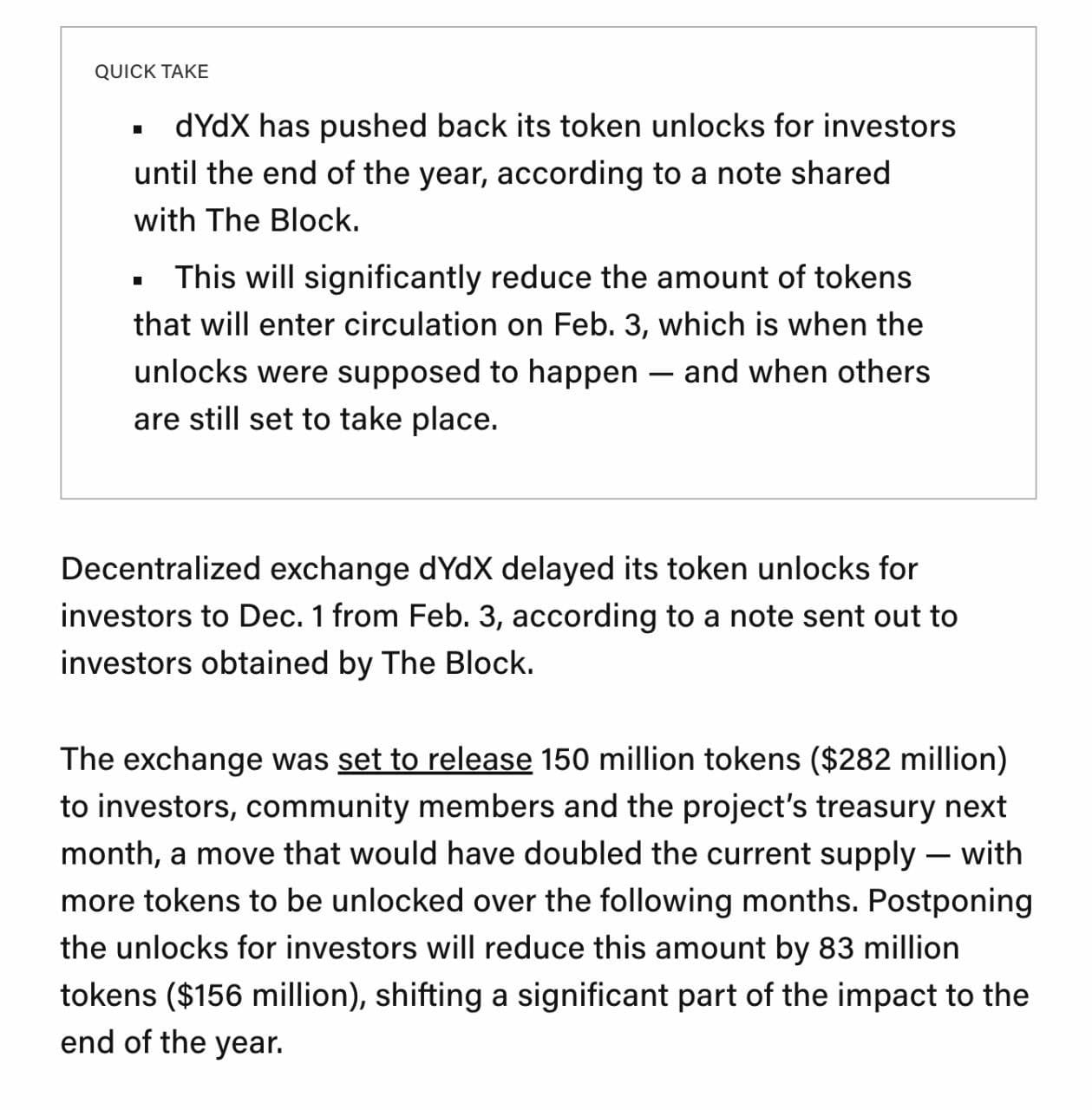 DYDX pushed token unlock... #bnbgreenfield #pumpanddump #on | ZTH ...
