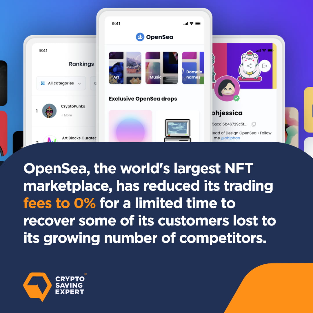OpenSea fights to win back users - 0% fees #NFT #NFTs #blur | Crypto ...