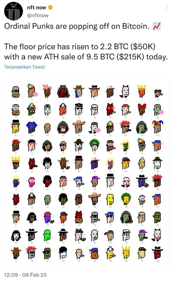 #BTC NFT Ordinal Punks are popping The floor price has rise | ZTH Crypto - Exploring Crypto ...