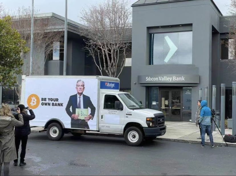 A BTC advertising truck with the slogan "Be Your Own Bank" w | 币手笔记 on ...