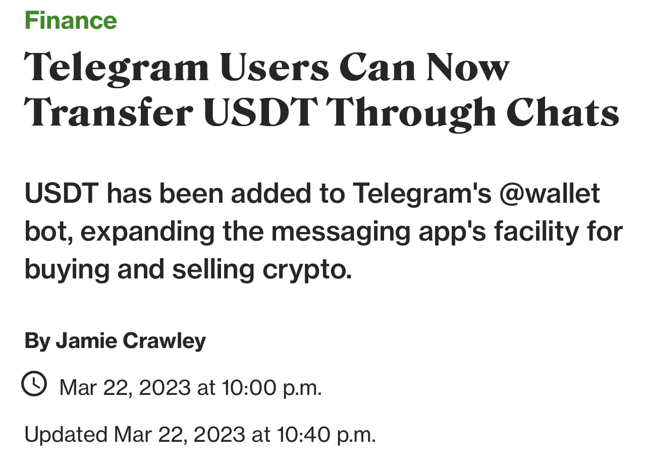 Telegram 用户现在可以转账 USDT 聊天，USDT 已添加到 Telegram 的@wallet bot， | CryptoHolicVN发布于币安广场
