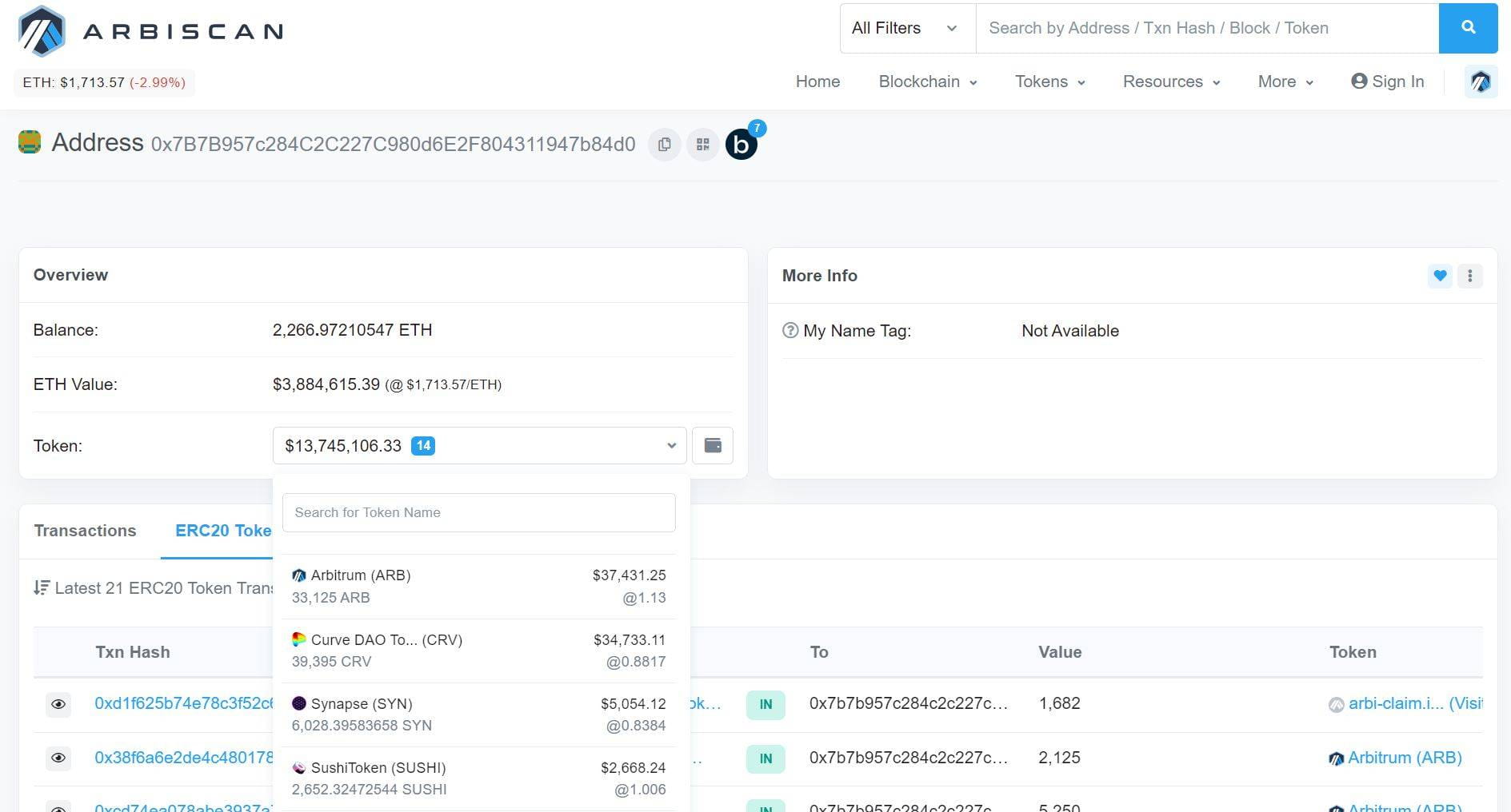 FTX wallet airdropped 33,125 Arbitrum (ARB) According to da | Coin68 ...