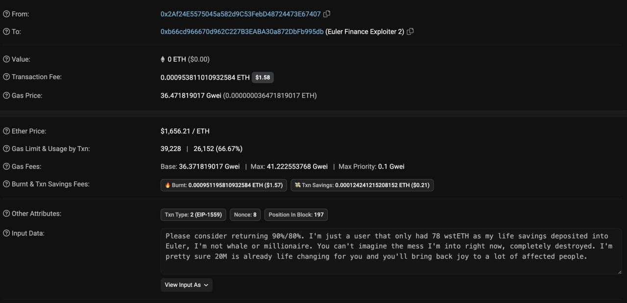 📣 Someone(0x2a) sends a message to the hacker saying his li | Crypto ...
