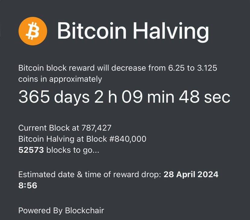 Next #Bitcoin Halving only 365 days away - ETA: April 28, 20 | BERIT on ...
