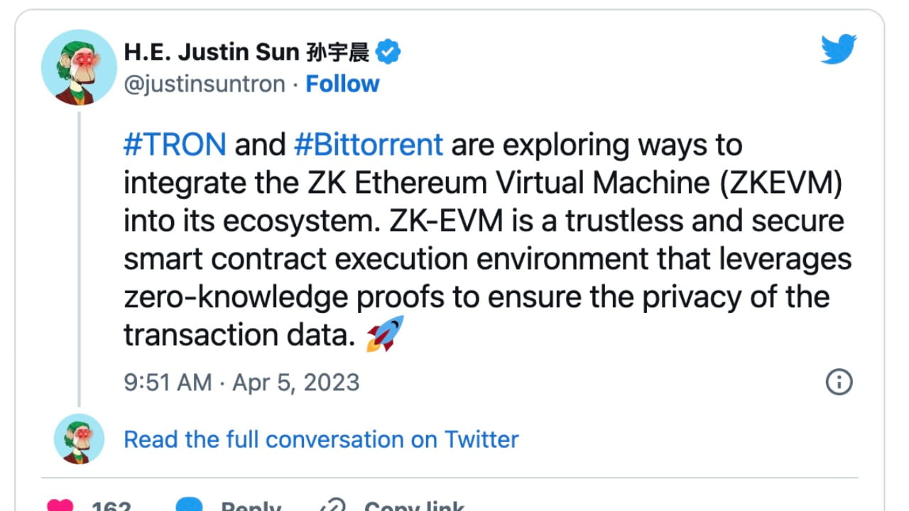 TRON And BitTorrent Considering Integration Of ZK Ethereum Virtual Machine | CoinPhoton on ...