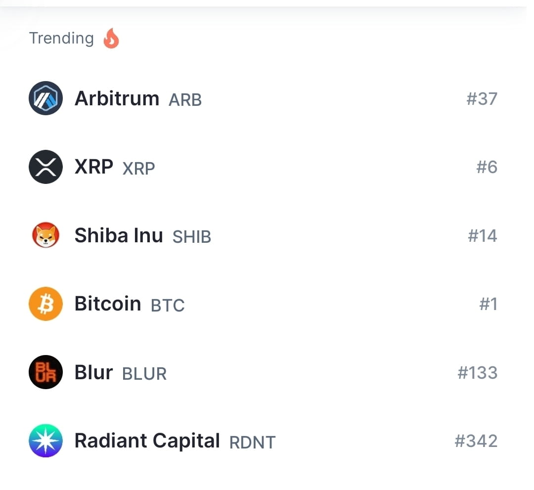 coins that are trending on cmc, one of which is ARB which ha | Forum Crypto Indonesia on Binance ...
