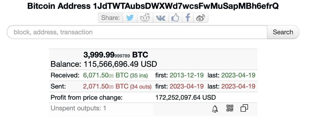 💤The Bitcoin wallet address, which has been dormant for a l ...