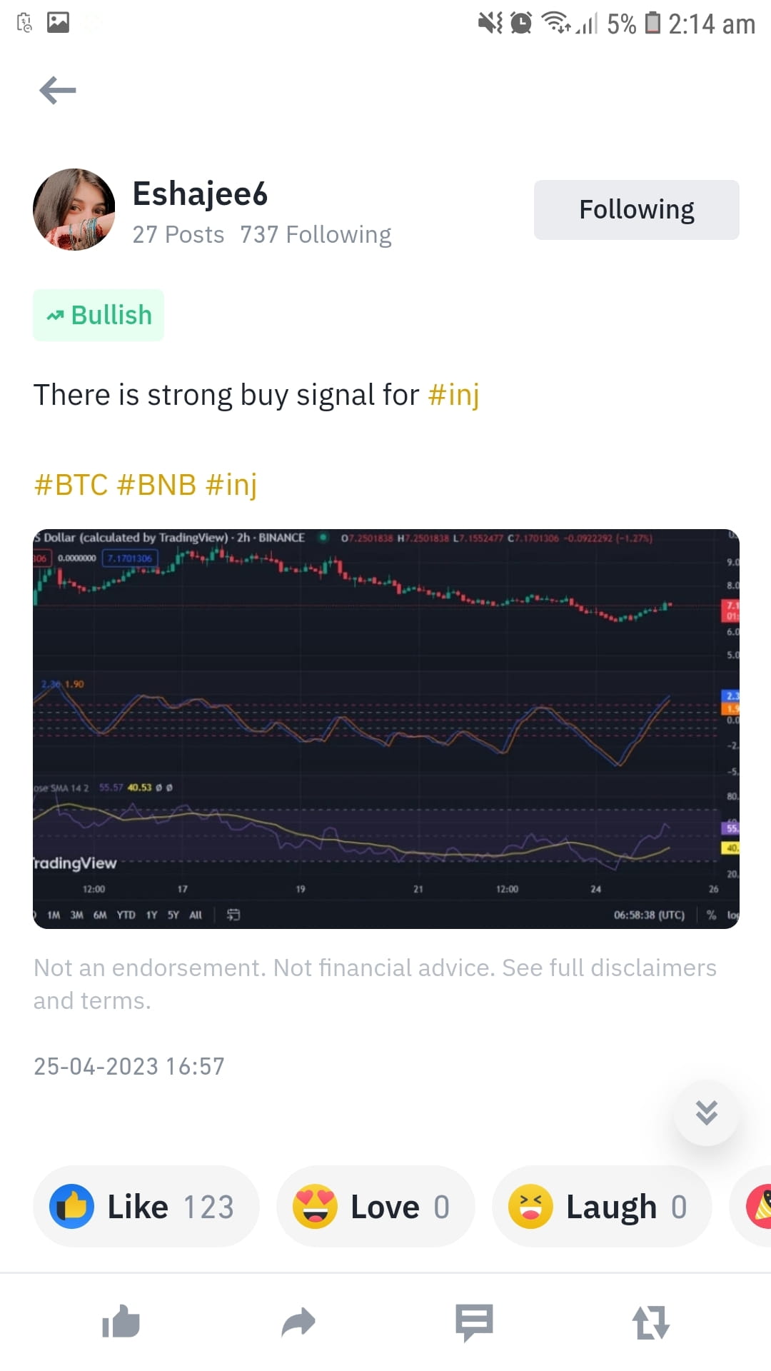 See the predictin result of #inj #BTC #BNB | Eshajee6 on Binance Square