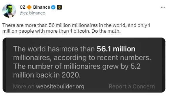 🤔#QYZMET - CZ: “There are more than 56 million millionaires | QYZMET on ...
