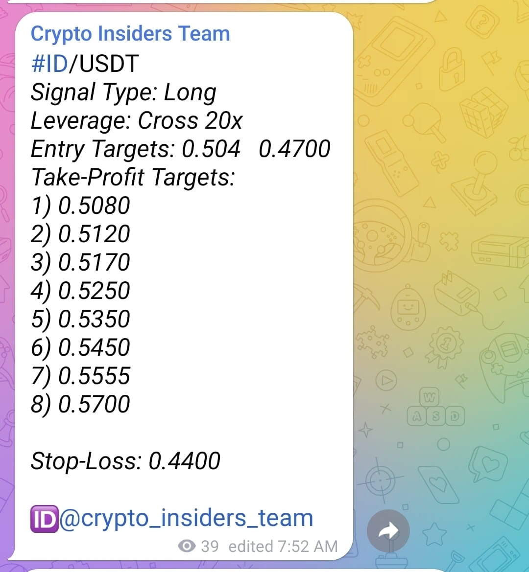 #ID/USDT Signal Type: Long Leverage: Cross 20x Entry Targets | Crypto_genZ-Master-of-Signals ...