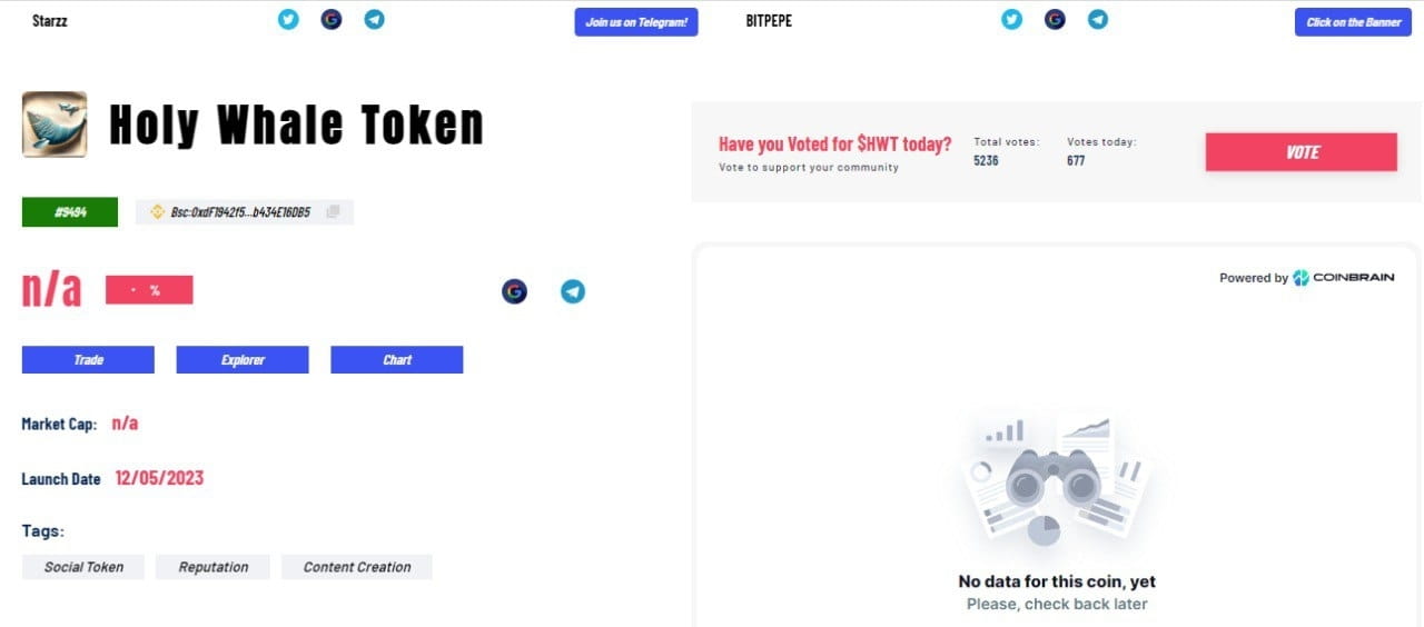 🍀 🐳 Holy Whale Token - passed 5000 votes on CoinBoard in 2 | Up Chain ...