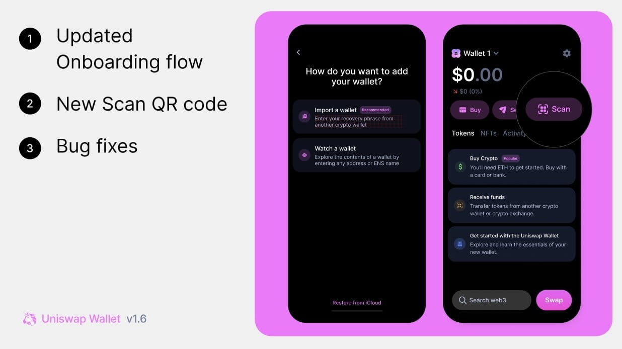 Uniswap Wallet has released version v1.6. The update includ ...
