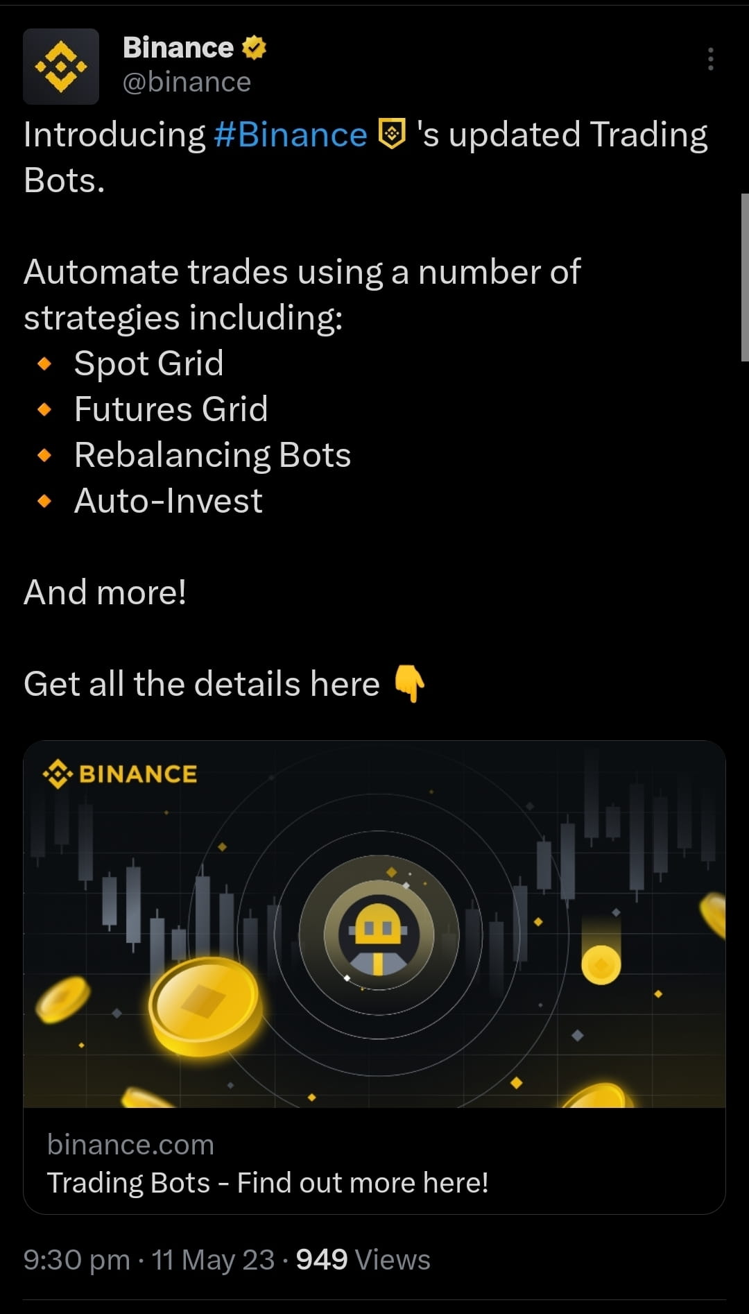 Introducing #Binance 's updated Trading Bots. Automate tr | Crypto PM ...